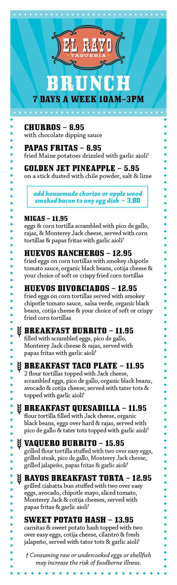 Scarborough Brunch Menu - El Rayo Taqueria