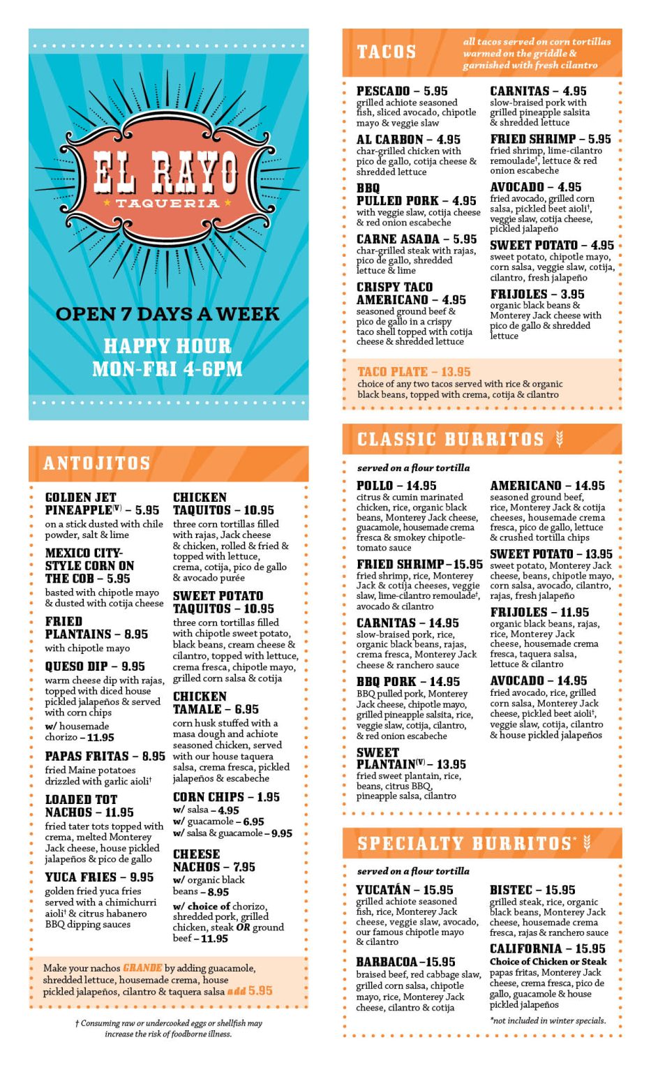 Scarborough Full Menu - El Rayo Taqueria