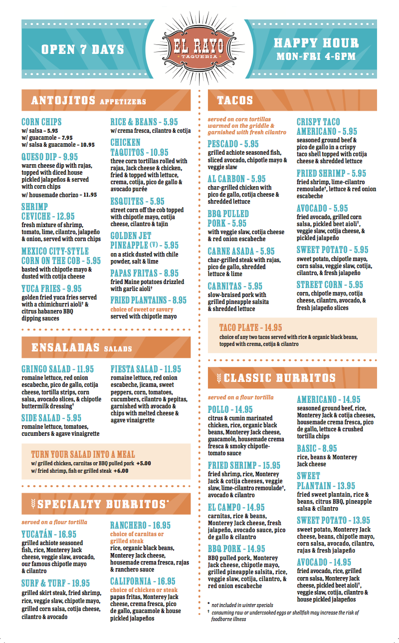 Scarborough Full Menu - El Rayo Taqueria